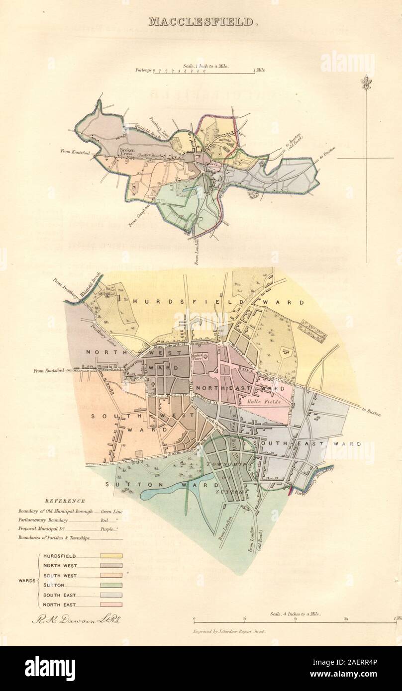 MACCLESFIELD borough/town plan. BOUNDARY COMMISSION. Cheshire. DAWSON ...