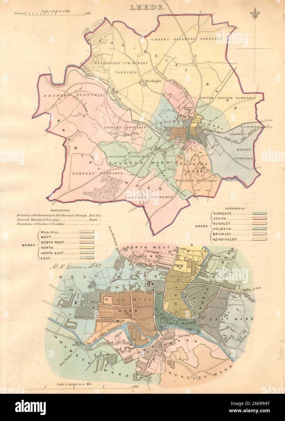 LEEDS borough/town/city plan. BOUNDARY COMMISSION. Yorkshire. DAWSON ...