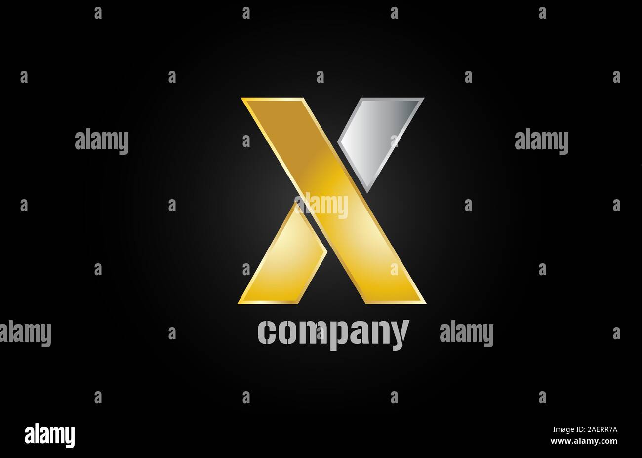 gold silver metal logo x alphabet letter design icon for company ...