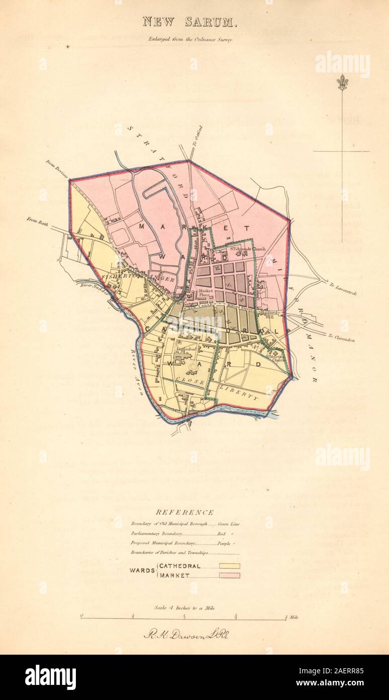 SALISBURY borough/town/city plan. New Sarum BOUNDARY COMMISSION. DAWSON ...