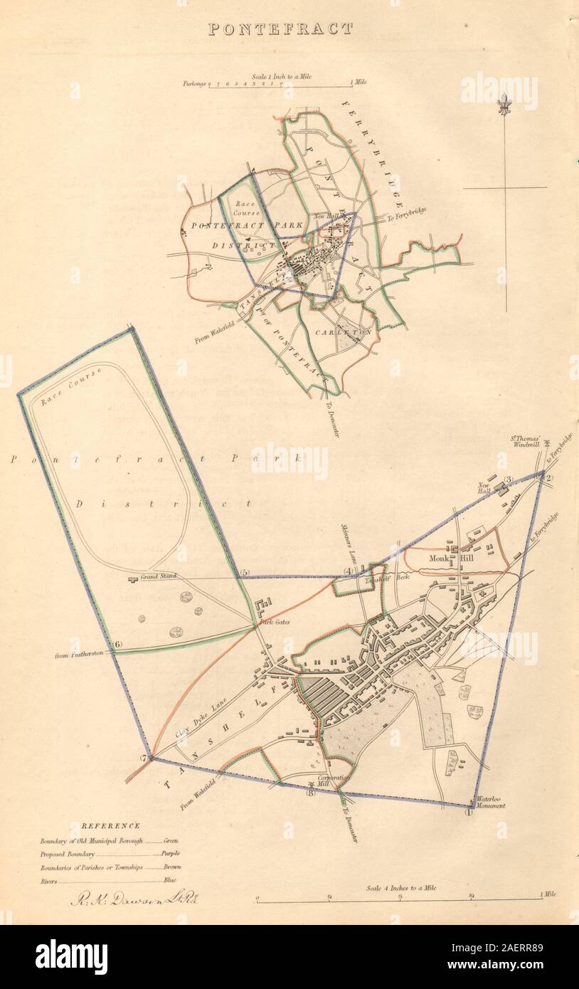 PONTEFRACT borough/town plan. BOUNDARY COMMISSION. Yorkshire. DAWSON ...