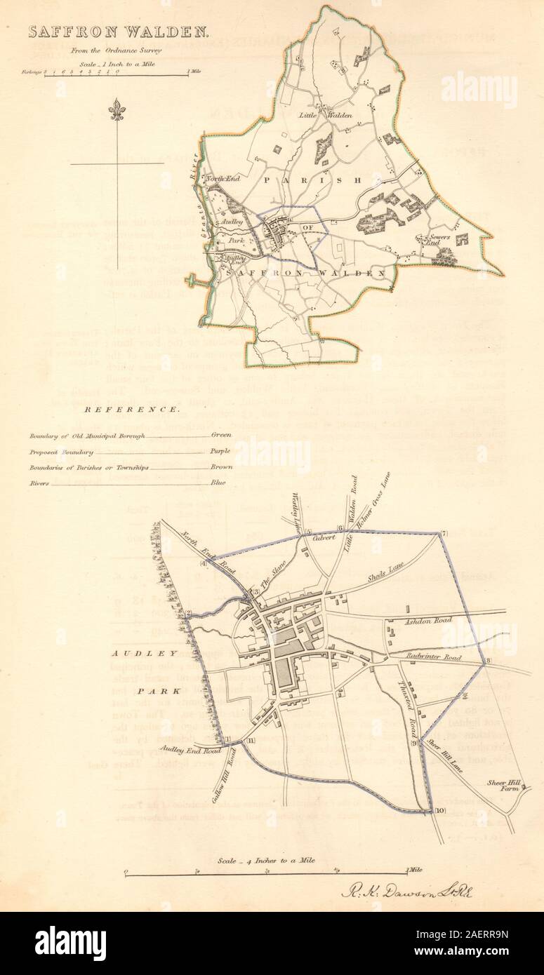 SAFFRON WALDEN borough/town plan. BOUNDARY COMMISSION. Essex. DAWSON ...