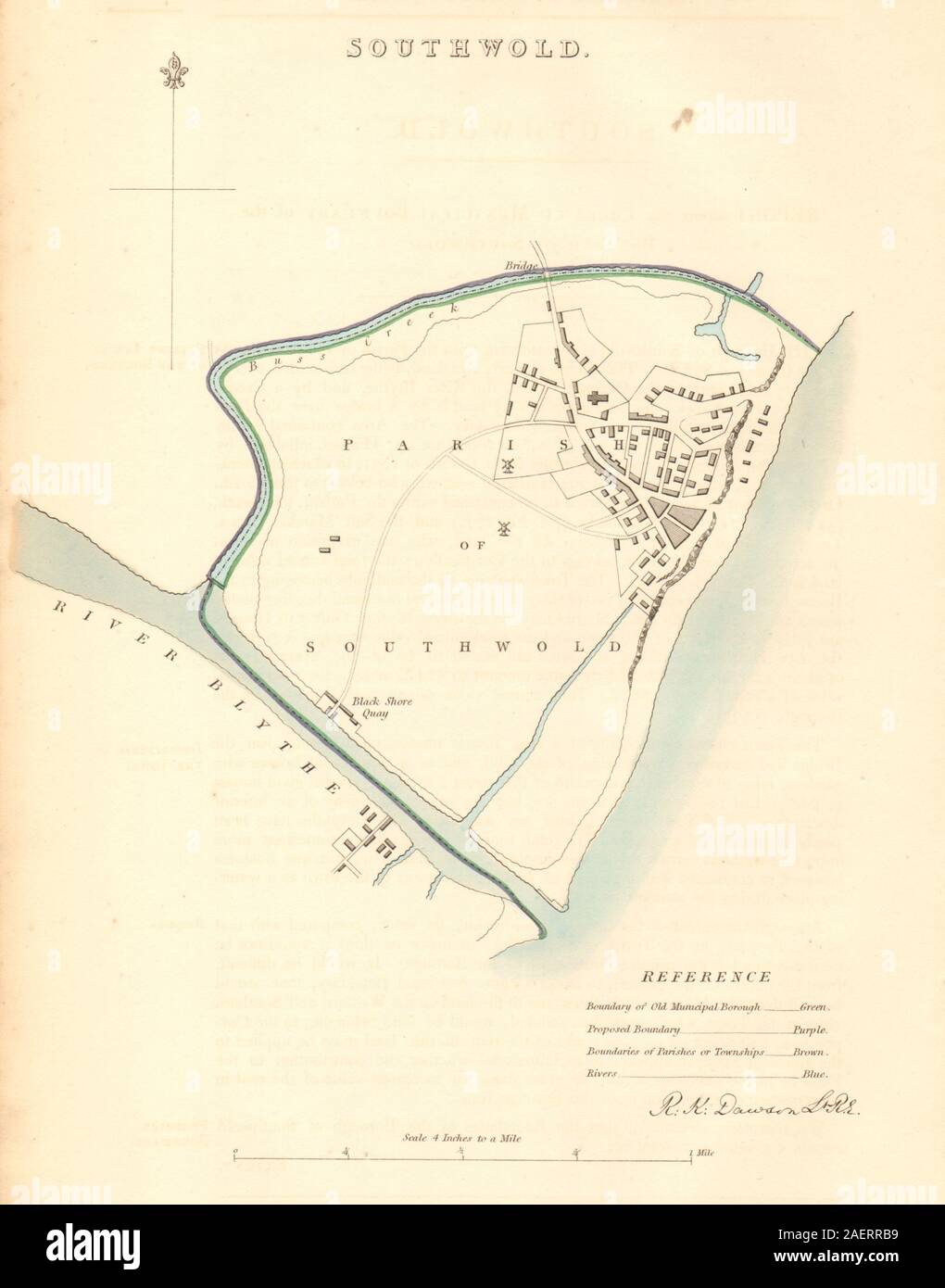 SOUTHWOLD borough/town plan. BOUNDARY COMMISSION. Suffolk. DAWSON 1837 ...