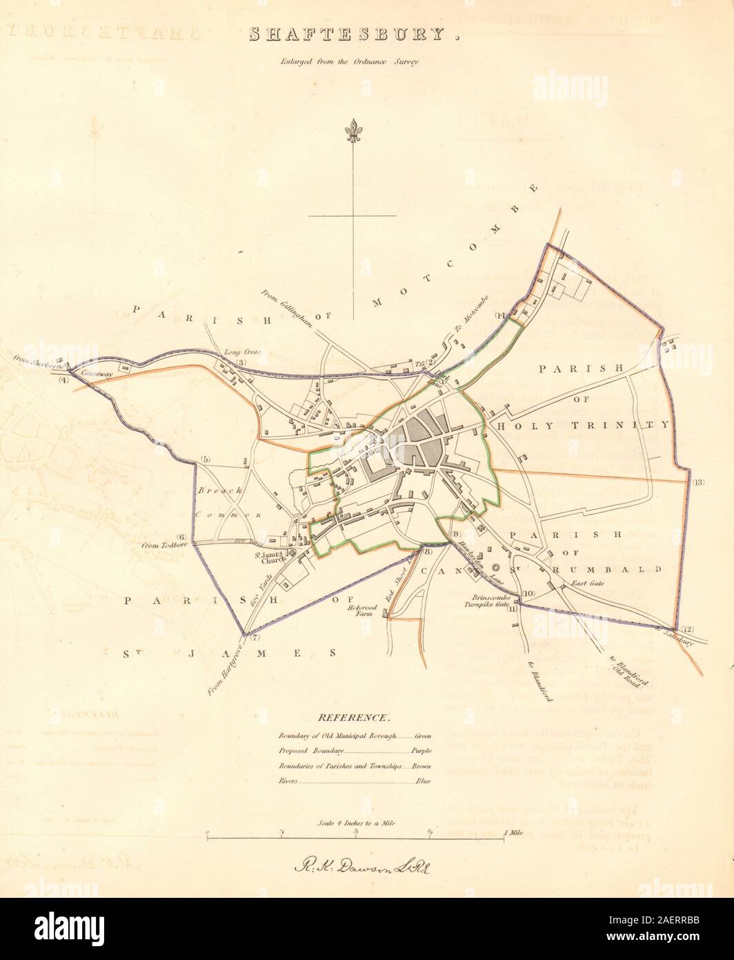 SHAFTESBURY borough/town plan. BOUNDARY COMMISSION. Dorset. DAWSON 1837 ...