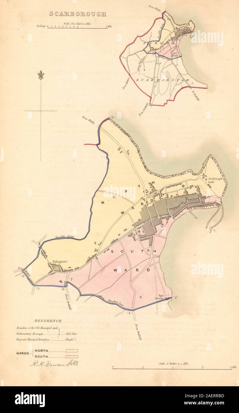 SCARBOROUGH borough/town plan. BOUNDARY COMMISSION. Yorkshire. DAWSON ...