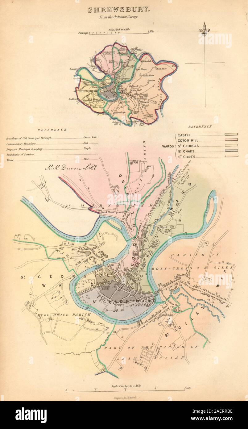 SHREWSBURY borough/town plan. BOUNDARY COMMISSION. Shropshire. DAWSON ...
