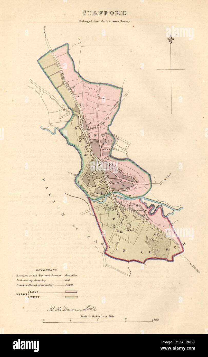STAFFORD borough/town plan. BOUNDARY COMMISSION. Staffordshire. DAWSON ...