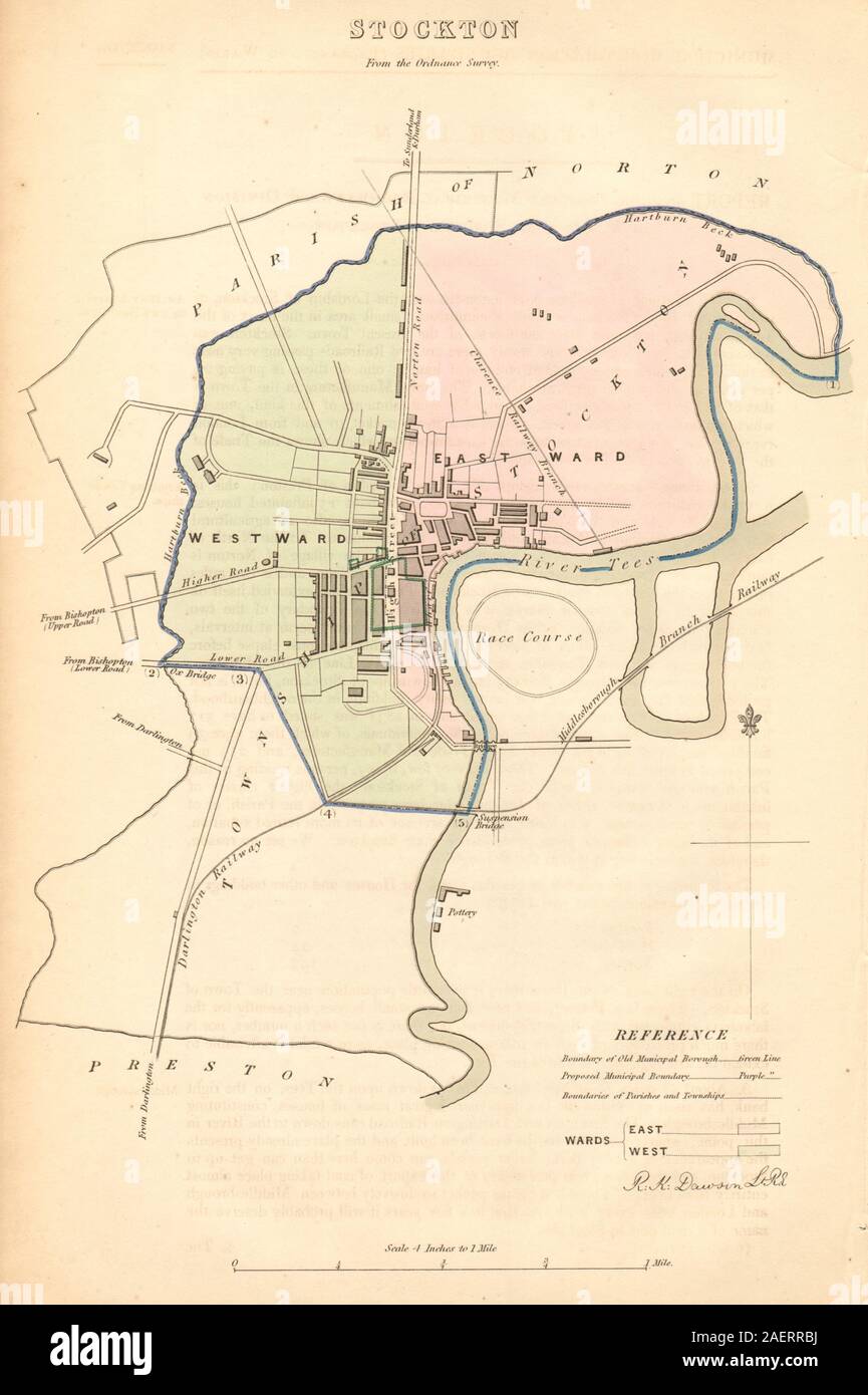 STOCKTON borough/town plan. BOUNDARY COMMISSION. Durham. DAWSON 1837 ...