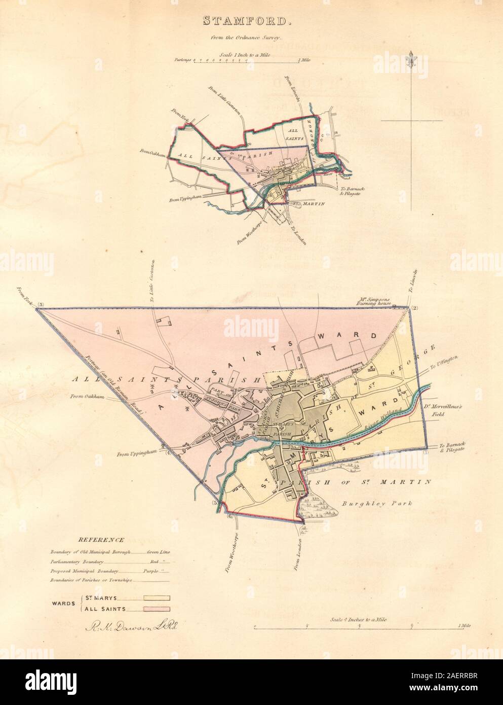 STAMFORD borough/town plan. BOUNDARY COMMISSION. Lincolnshire. DAWSON ...