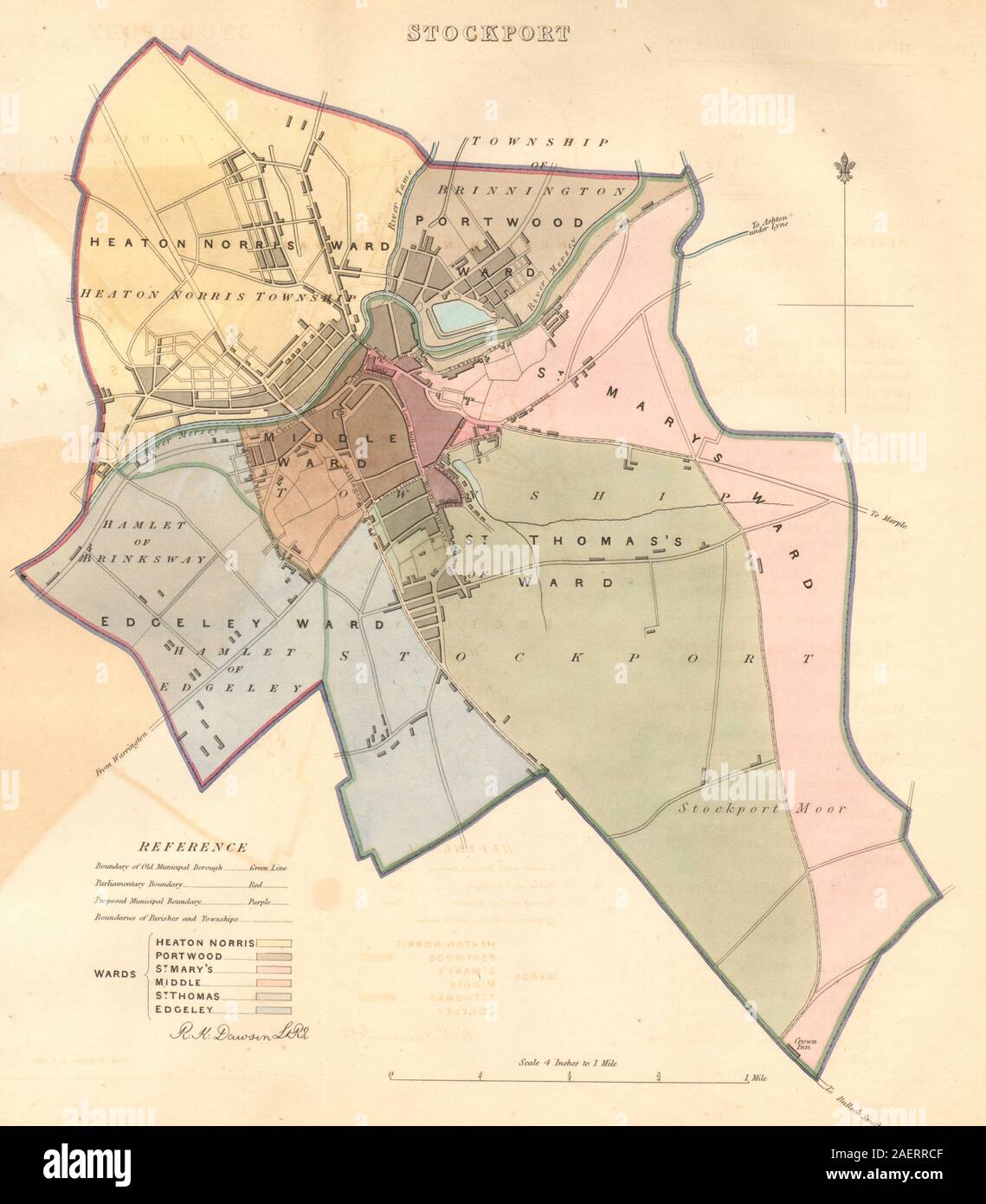 STOCKPORT borough/town plan. BOUNDARY COMMISSION. Manchester. DAWSON ...