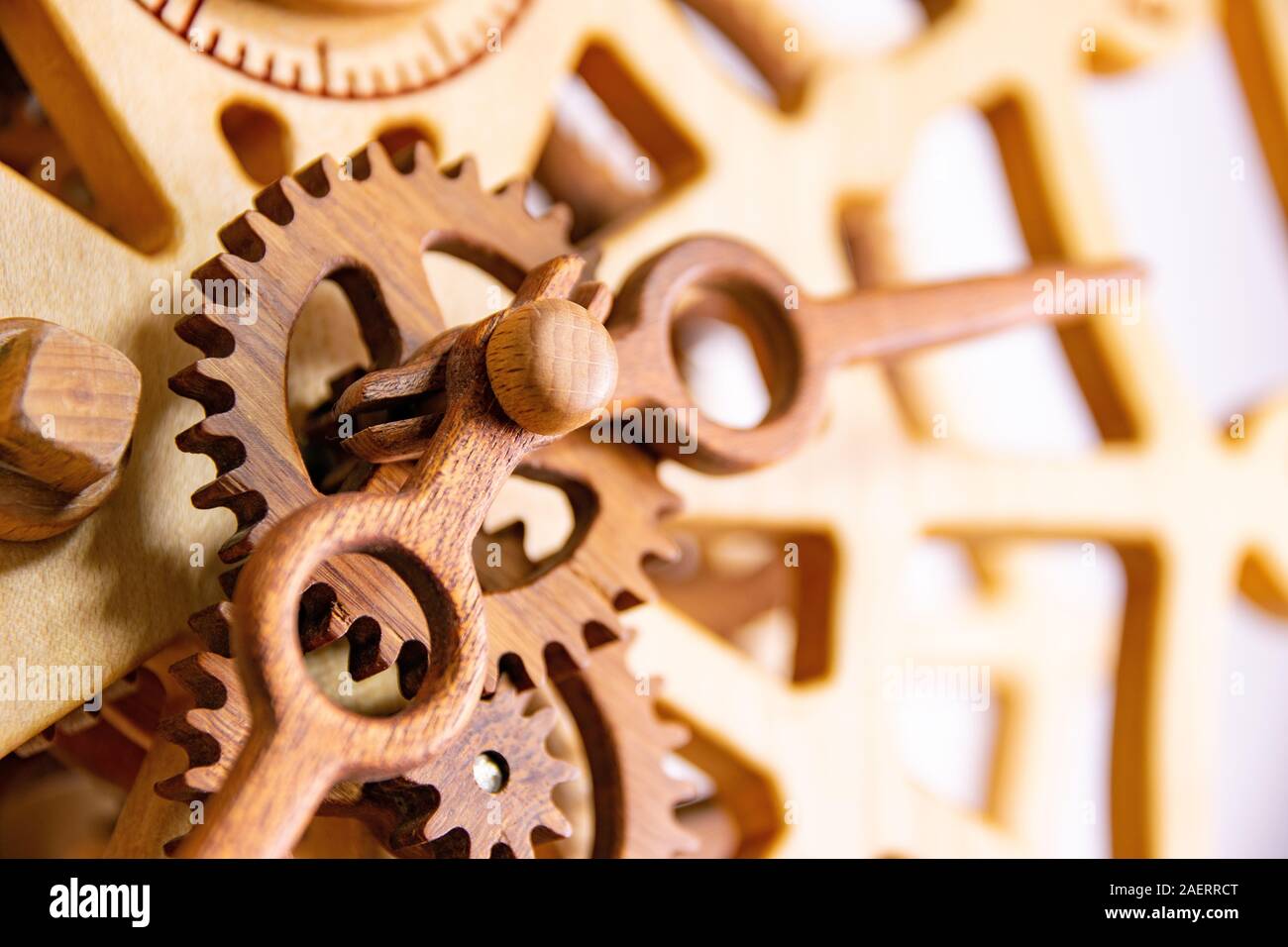 Close up of vintage clocks retro design made from the great wood, high ...