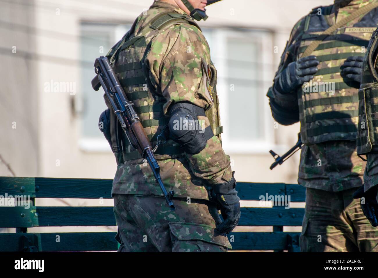 the soldiers of the Romanian army at the parade of the national day of ...
