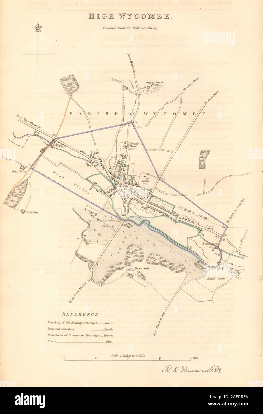 HIGH WYCOMBE borough/town plan. BOUNDARY COMMISSION. Bucks. DAWSON 1837 ...