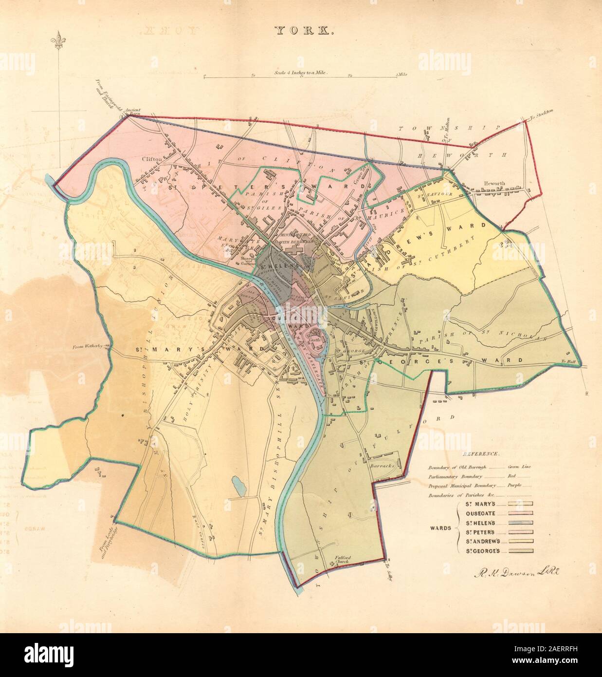 YORK borough/town/city plan. BOUNDARY COMMISSION. Yorkshire. DAWSON ...