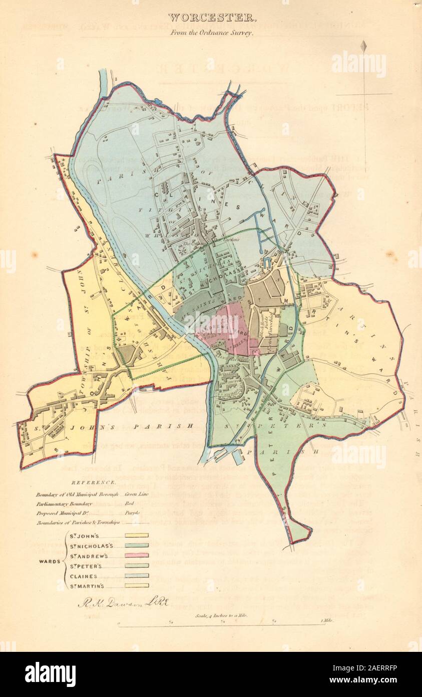 WORCESTER borough/town plan. BOUNDARY COMMISSION Worcestershire. DAWSON ...