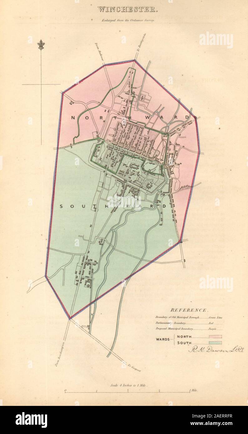 WINCHESTER borough/town/city plan. BOUNDARY COMMISSION Hampshire DAWSON ...