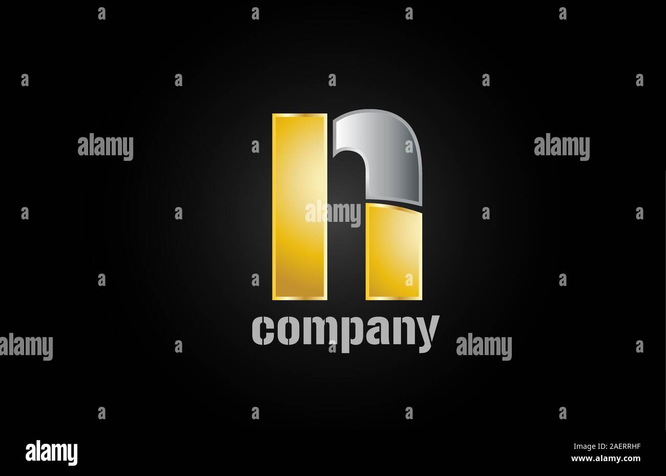 gold silver metal logo n alphabet letter design icon for company ...