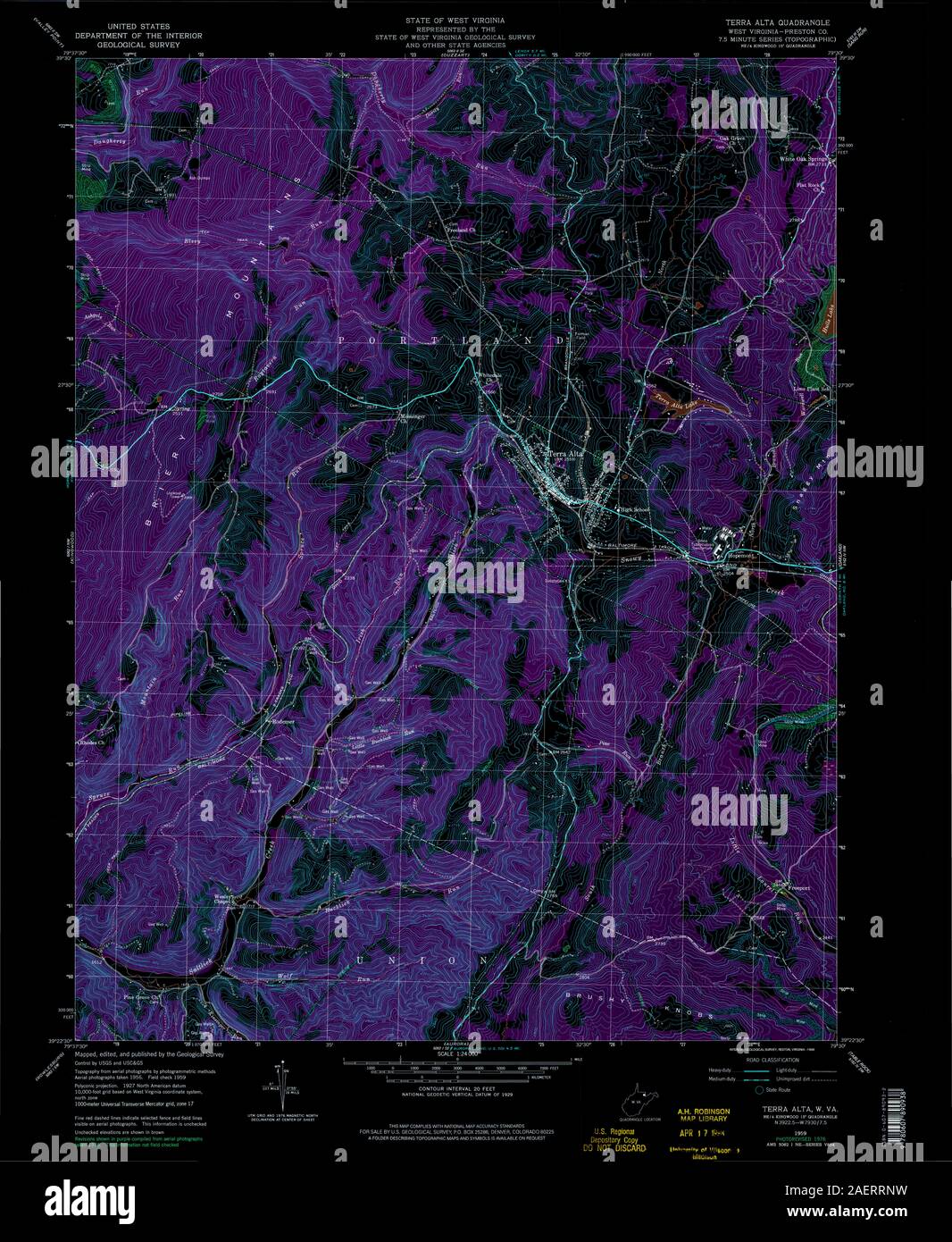 WV Terra Alta 701509 1959 24000 Inverted Stock Photo - Alamy