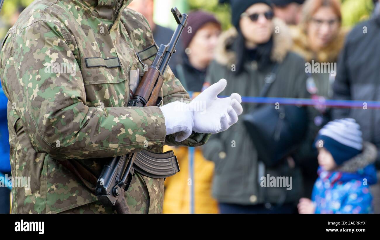 the soldiers of the Romanian army at the parade of the national day of ...