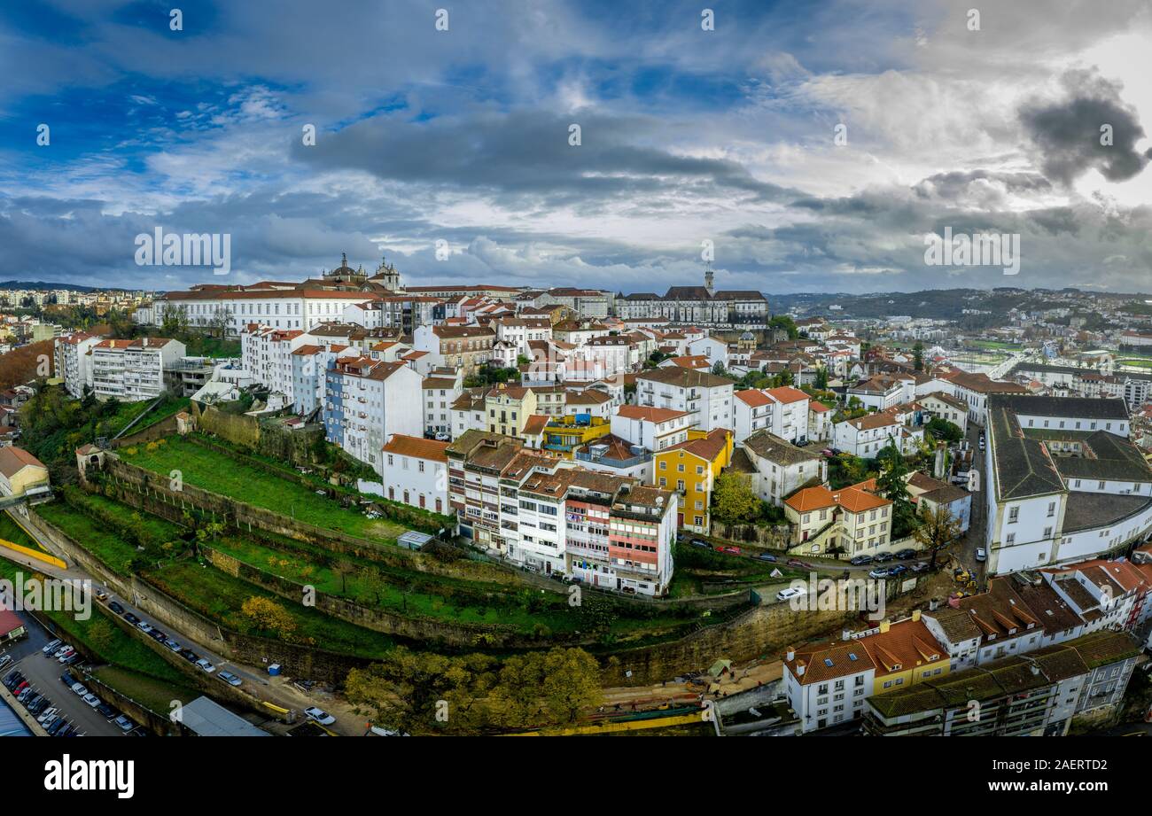 Aerial view of Coimbra university campus with Jesus college and the ...