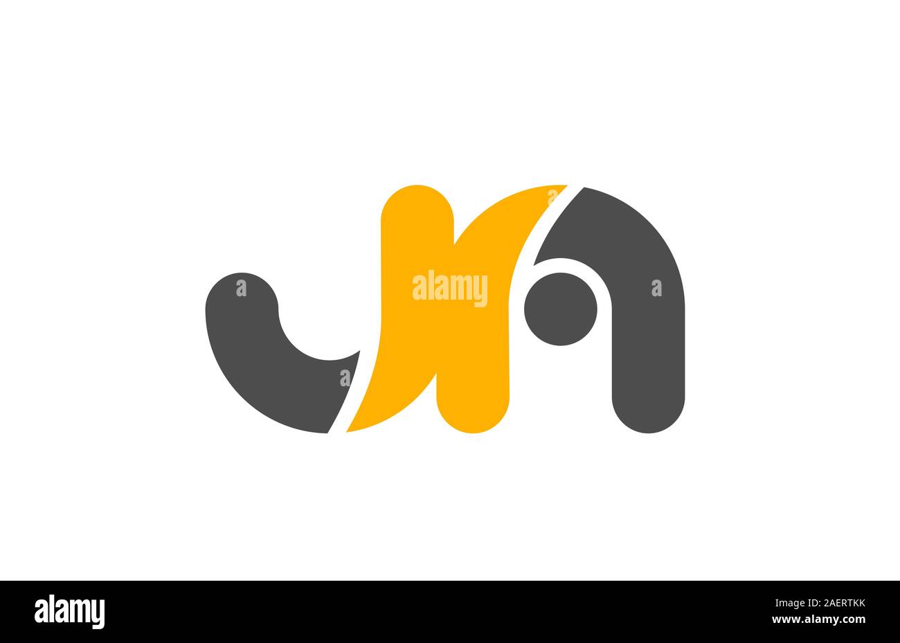 yellow grey combination logo letter JA J A alphabet design icon for ...