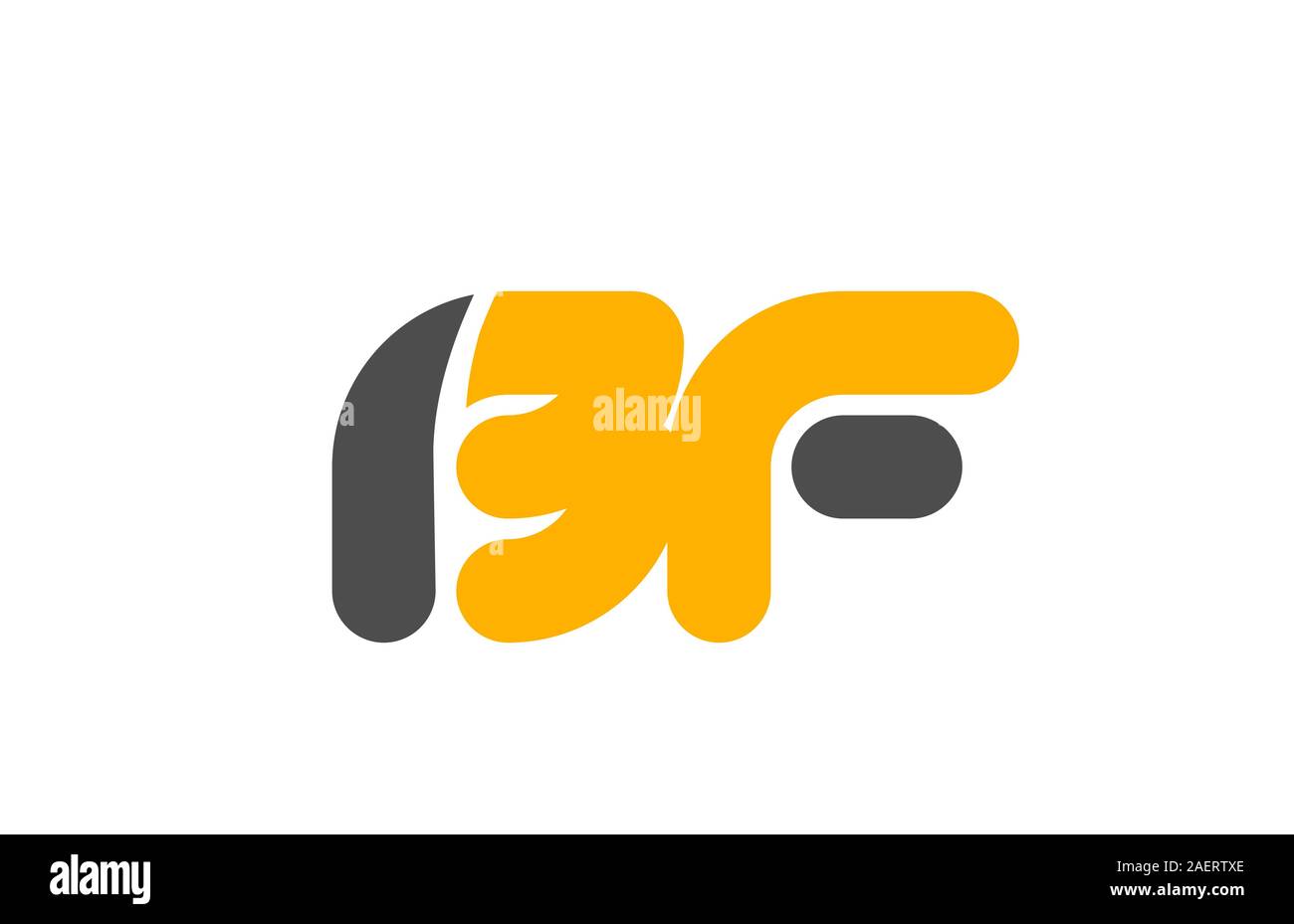 yellow grey combination logo letter BF B F alphabet design icon for ...