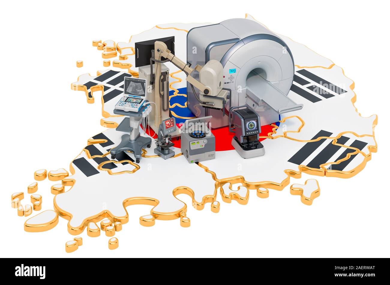 Medical diagnostic and research in South Korea, 3D rendering isolated ...