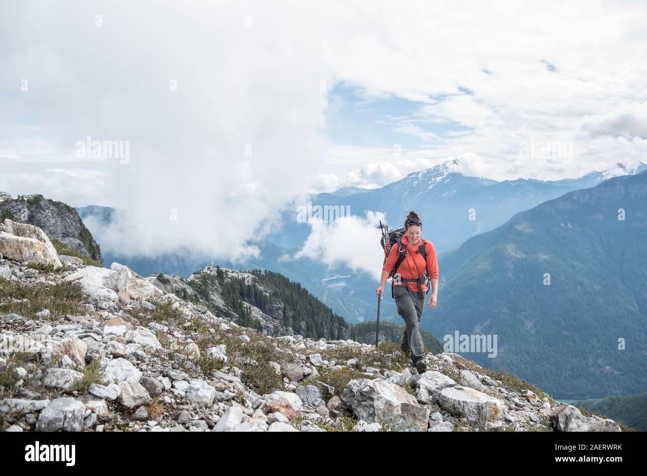 A woman hiking in North Cascades National Park Stock Photo - Alamy