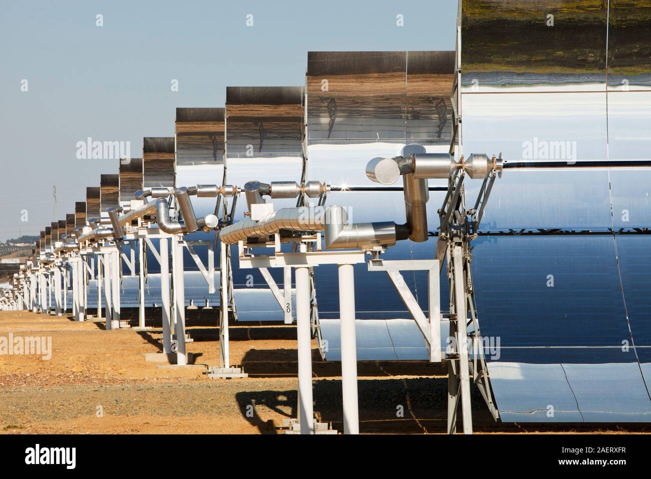 Part of the Solucar solar complex owned by Abengoa energy, in Sanlucar ...