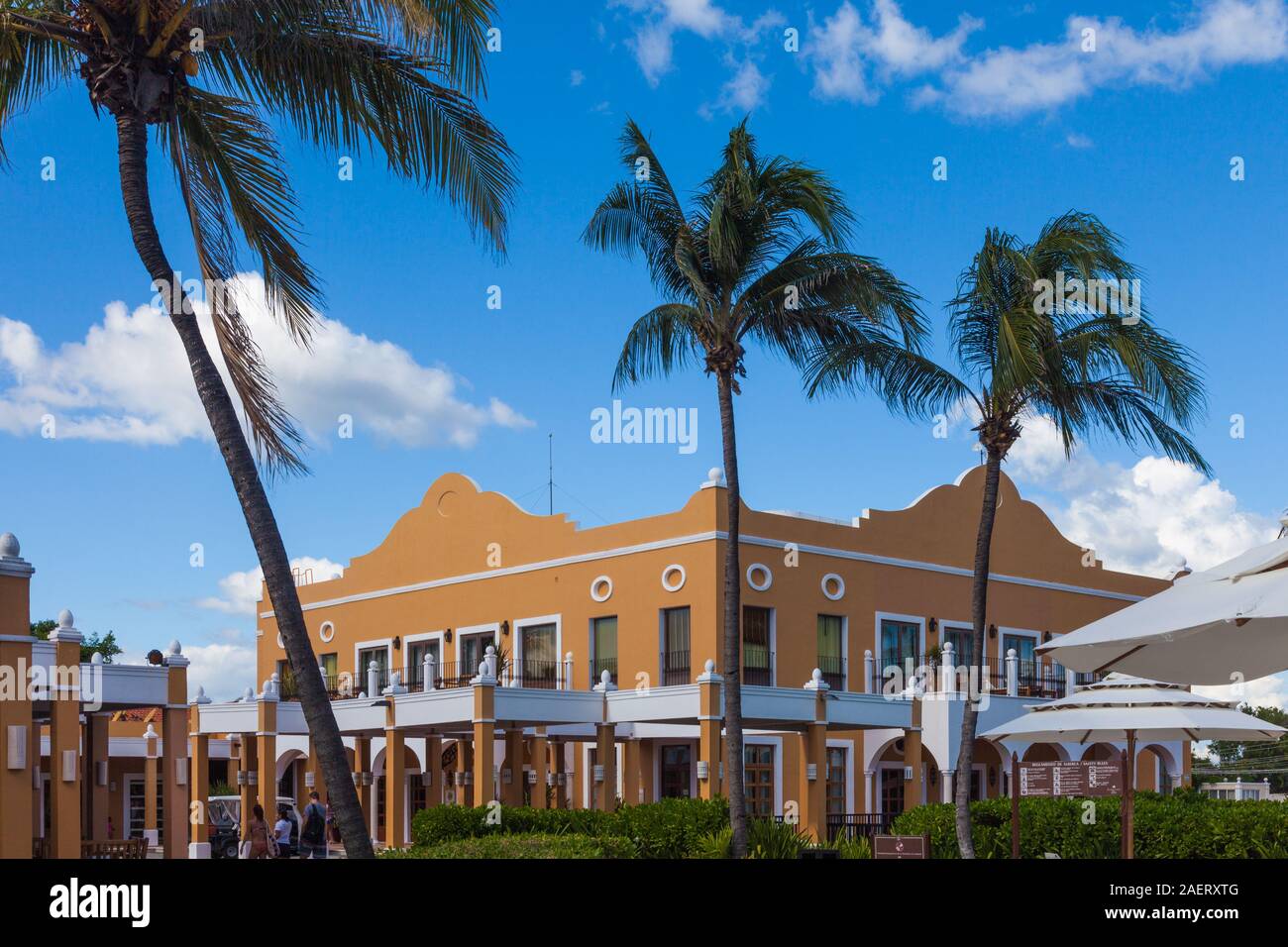 Architectural features of a luxury resort on the Mayan Riviera of ...
