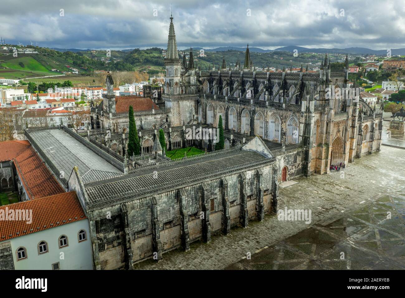Aerial view of Batalha monastery and Gothic cathedral voted one of the ...