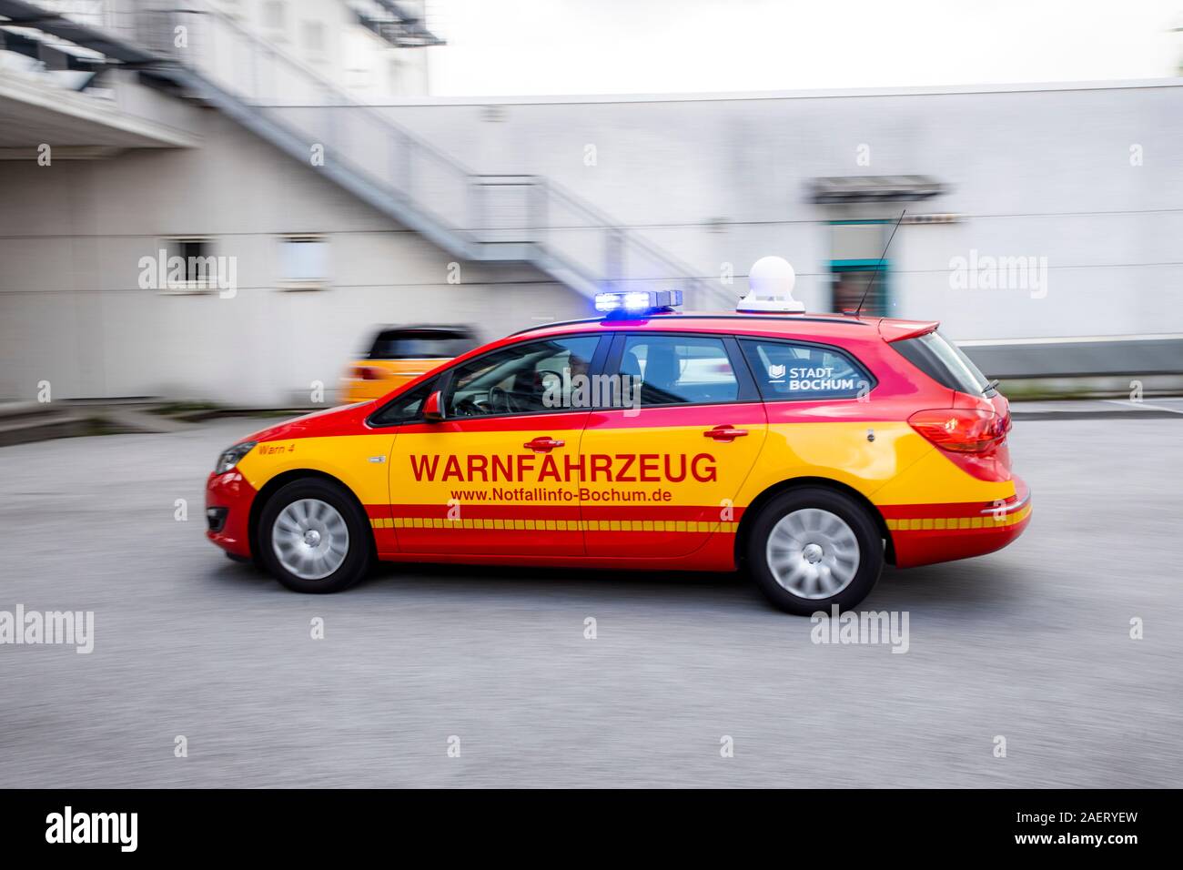 Warning vehicle of the city of Bochum, used in dangerous situations to ...