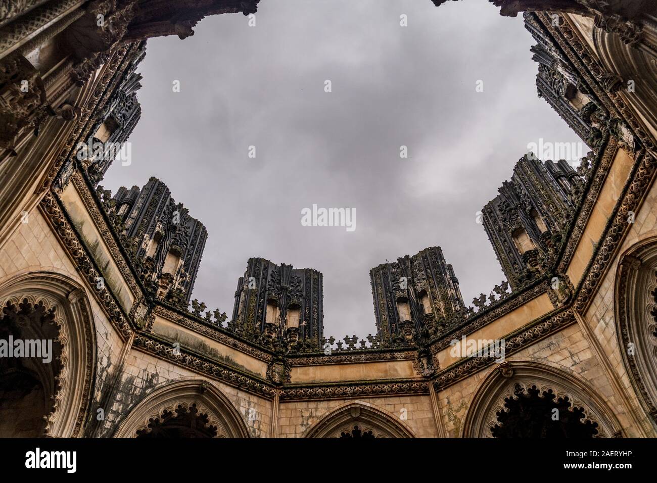 Aerial view of the unfinished chapel and the monastery of Batalha Stock ...