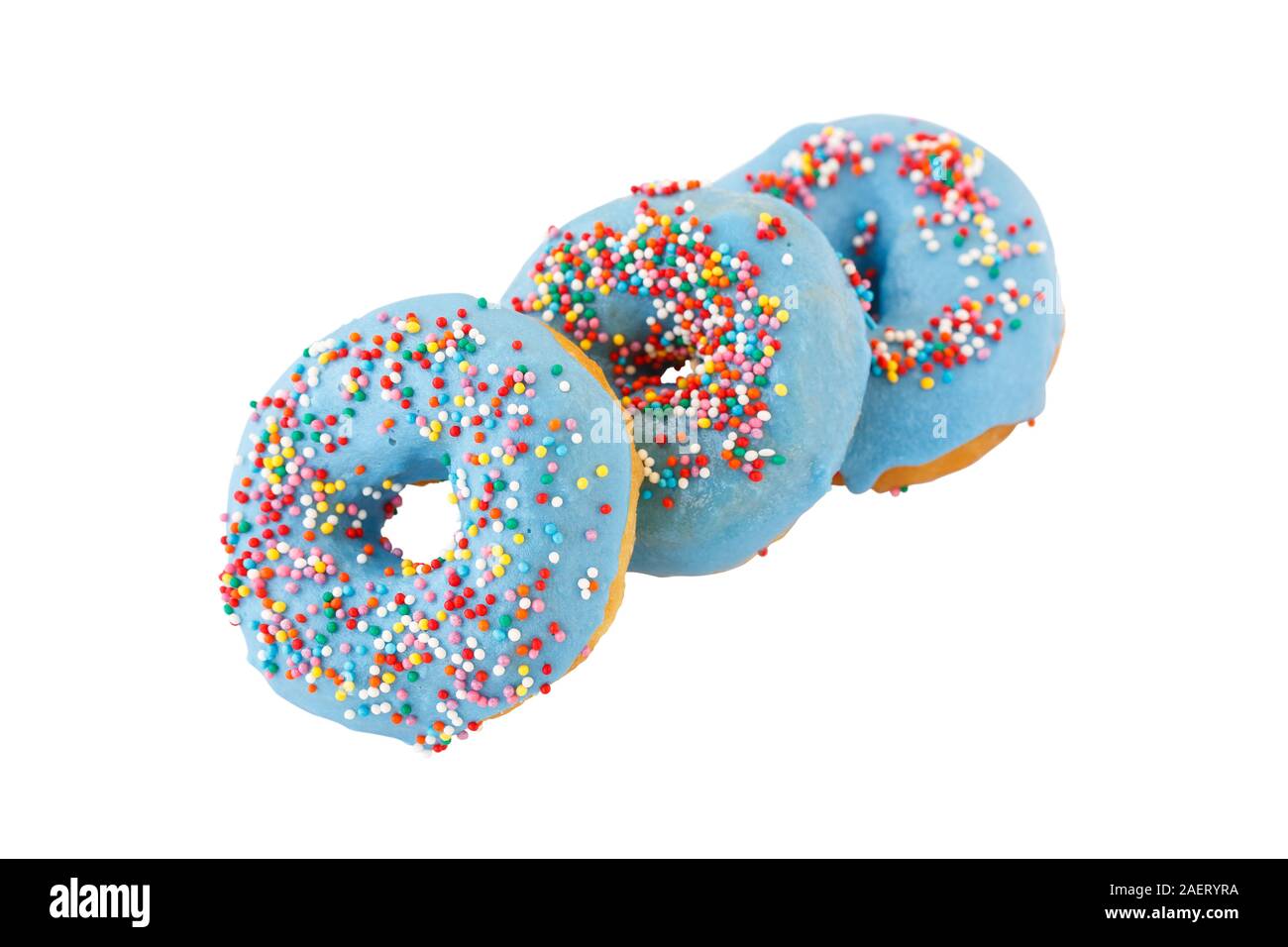 Donuts with blue icing sugar Stock Photo - Alamy