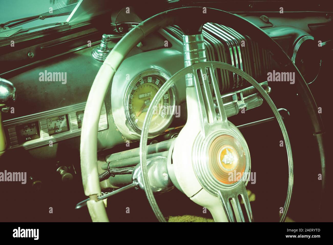 Old retro car cockpit Stock Photo - Alamy