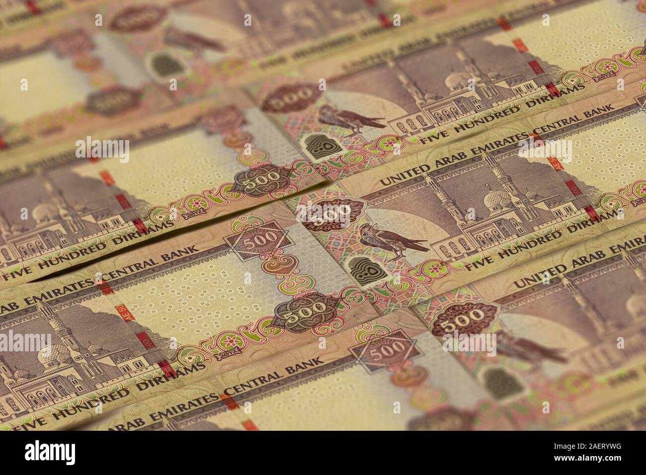 United Arab Emirates Dirham banknotes background. UAE Dirhams pattern ...