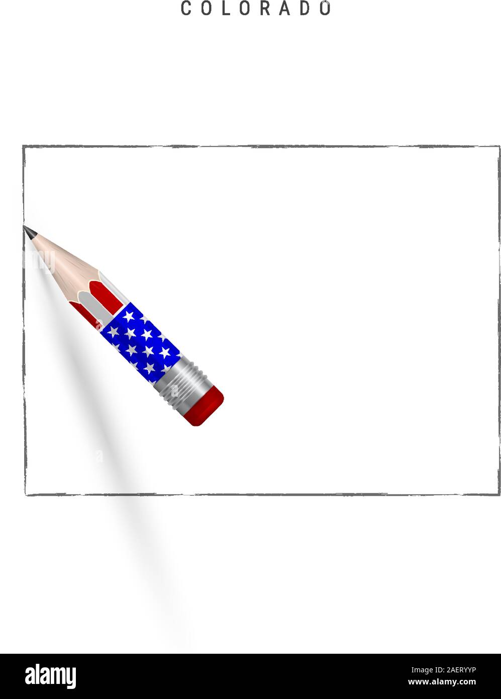 Colorado US state vector map pencil sketch. Colorado outline contour ...