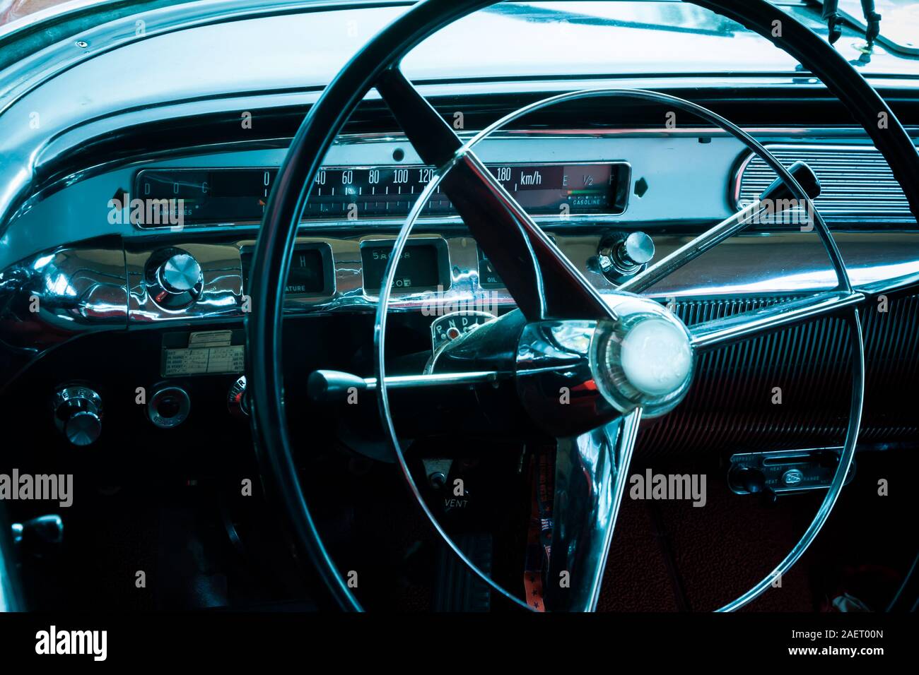 Old retro car cockpit Stock Photo - Alamy