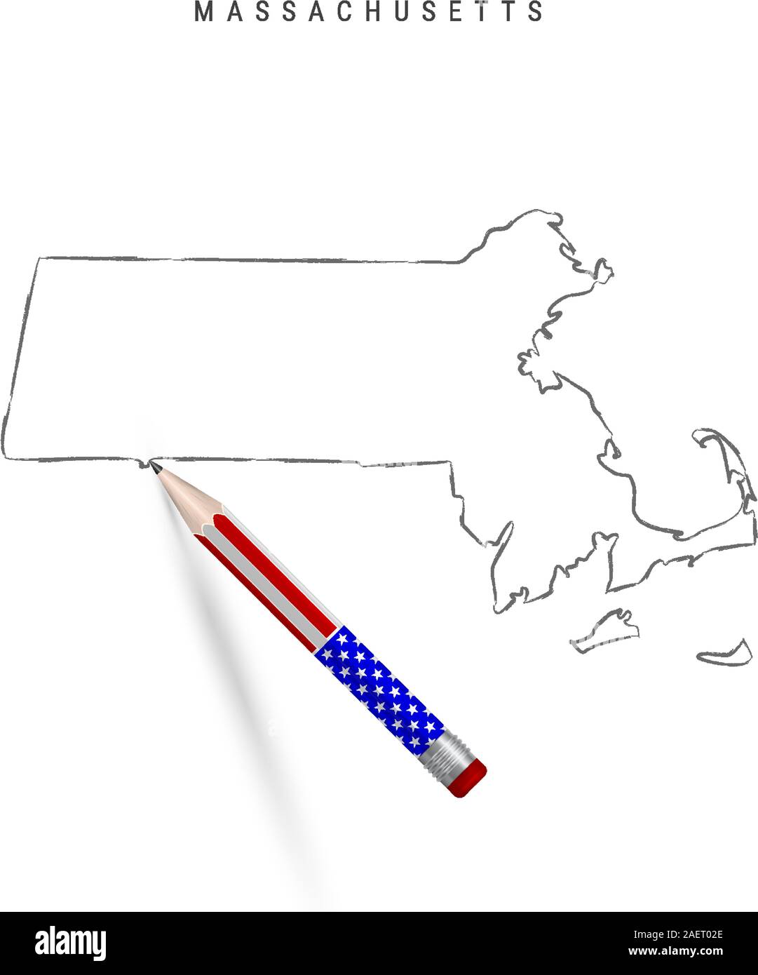 Massachusetts US state vector map pencil sketch. Massachusetts outline ... Massachusetts US state vector map pencil sketch. Massachusetts outline ...