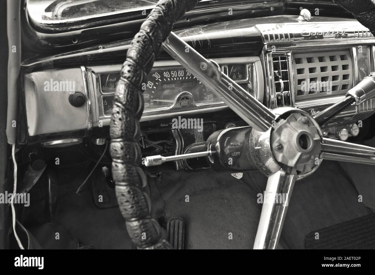 Old retro car cockpit Stock Photo - Alamy