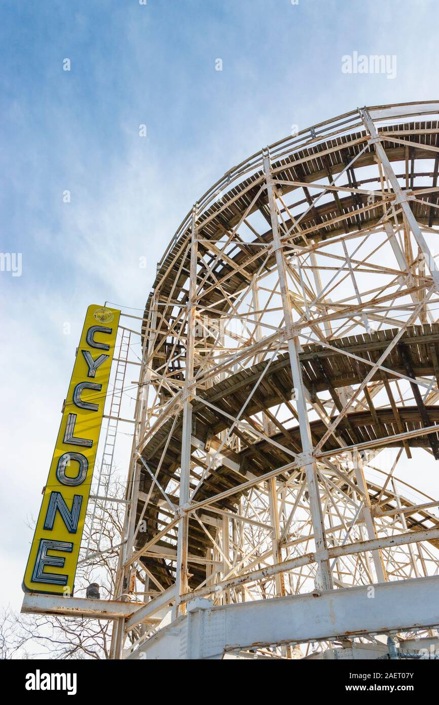 Cyclone the wooden roller coaster at Coney Island Brooklyn New York ...