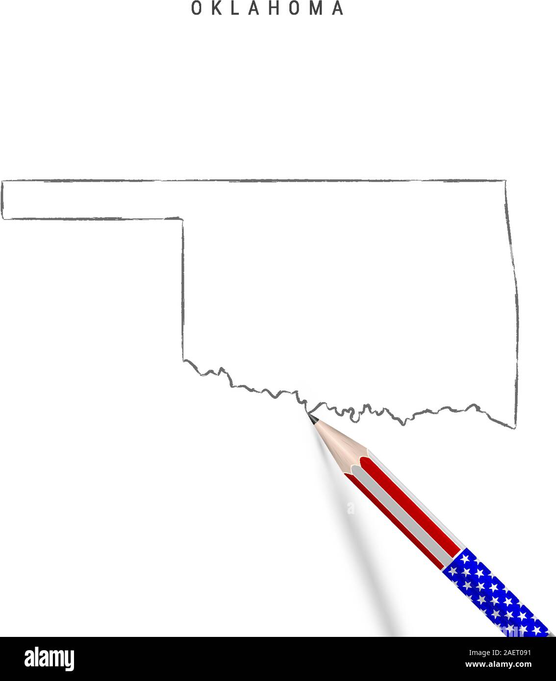 Oklahoma US state vector map pencil sketch. Oklahoma outline contour ... Oklahoma US state vector map pencil sketch. Oklahoma outline contour ...