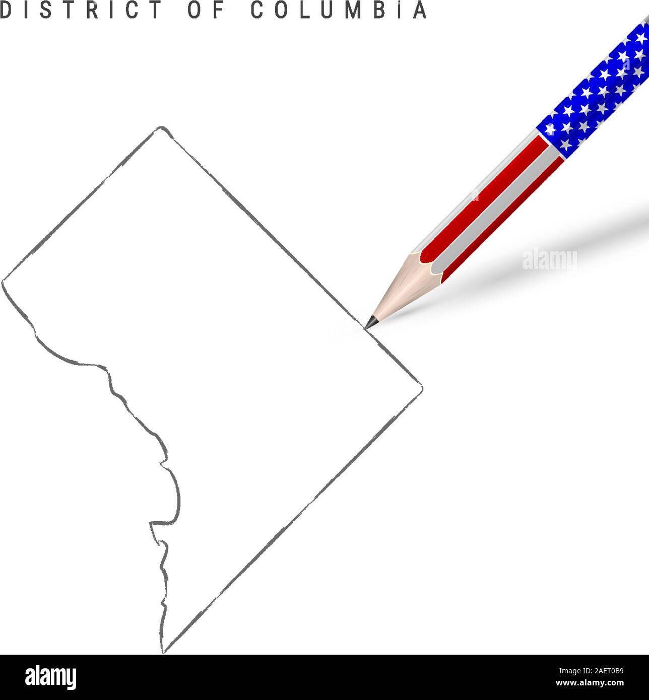 District of Columbia US state vector map pencil sketch. Washington, D.C ...