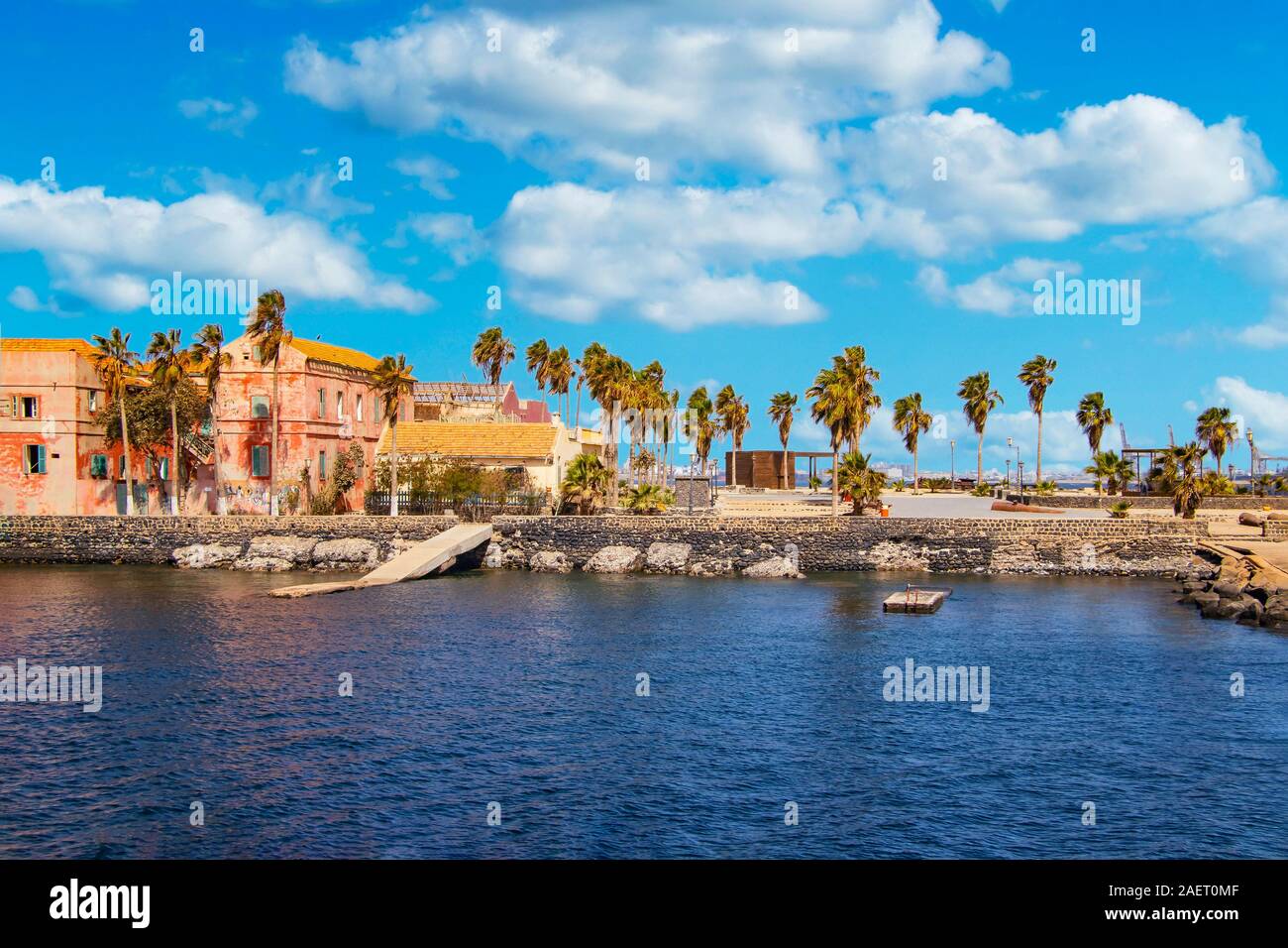 View to historic city at the Goree island in Dakar, Senegal. It is ...