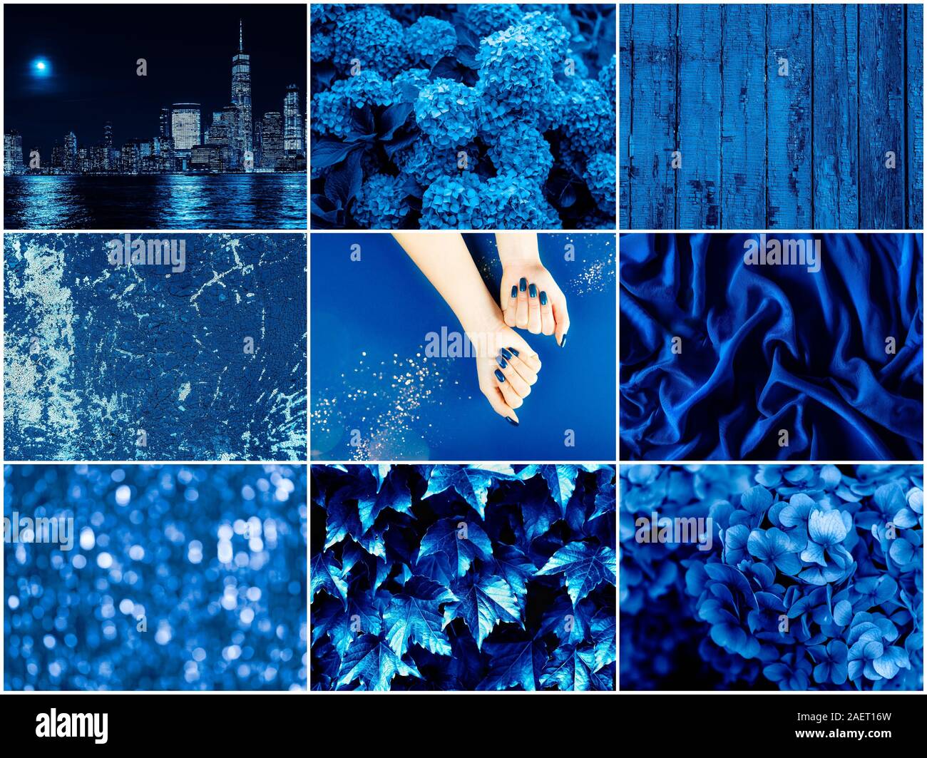 Photo collage made in blue tones with the influence of the theme of the ...