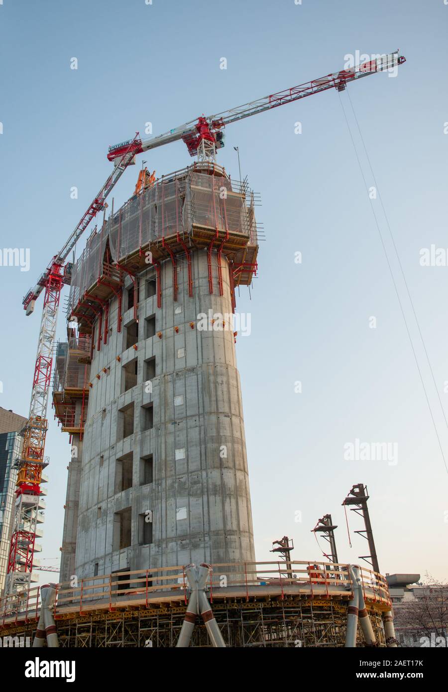 Milan Italy 4 December 2019: construction of a new library of trees in ...