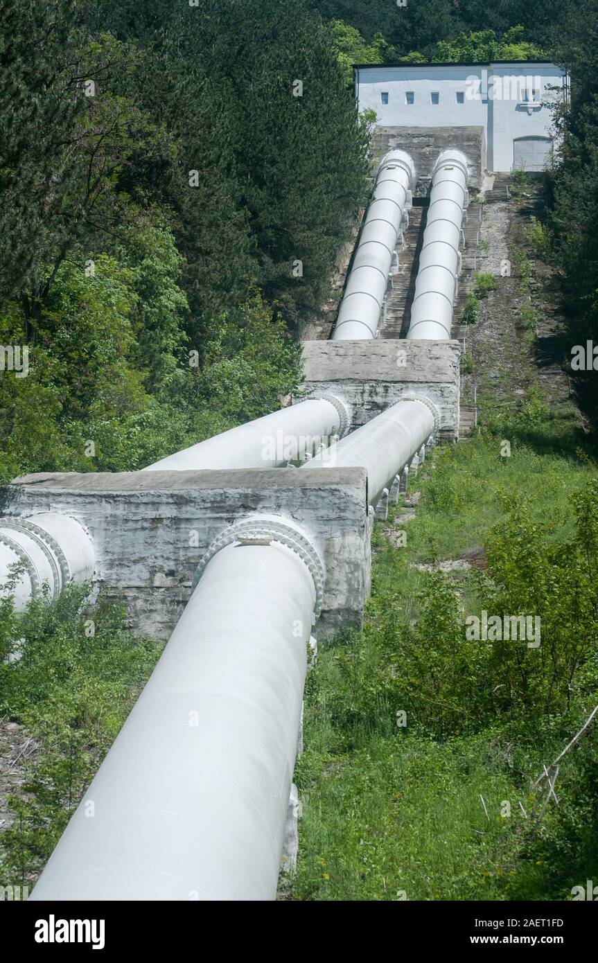 Metal water pipes of hydroelectric power station Stock Photo - Alamy