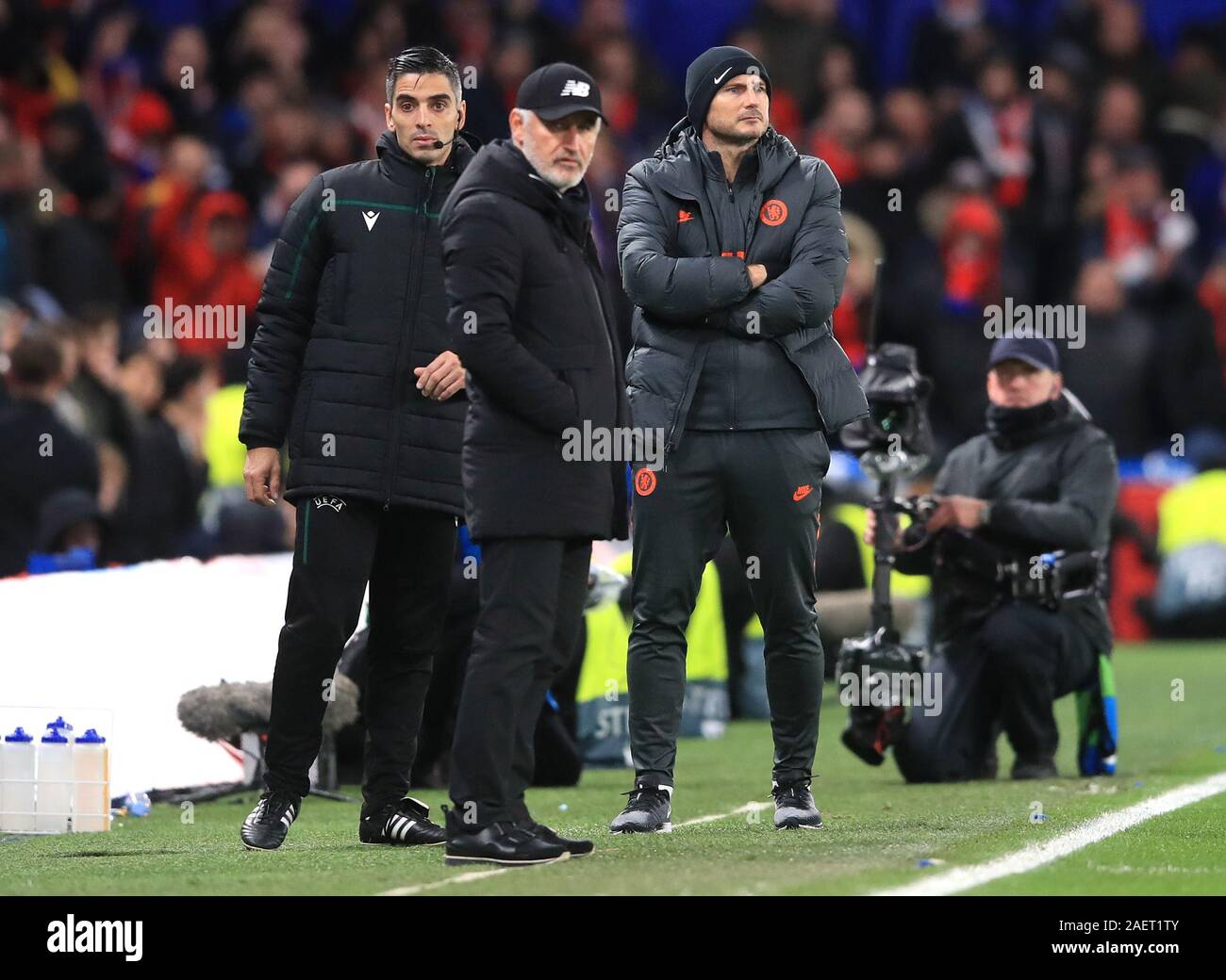 Lille manager Christophe Galtier (left) and Chelsea manager Frank ...