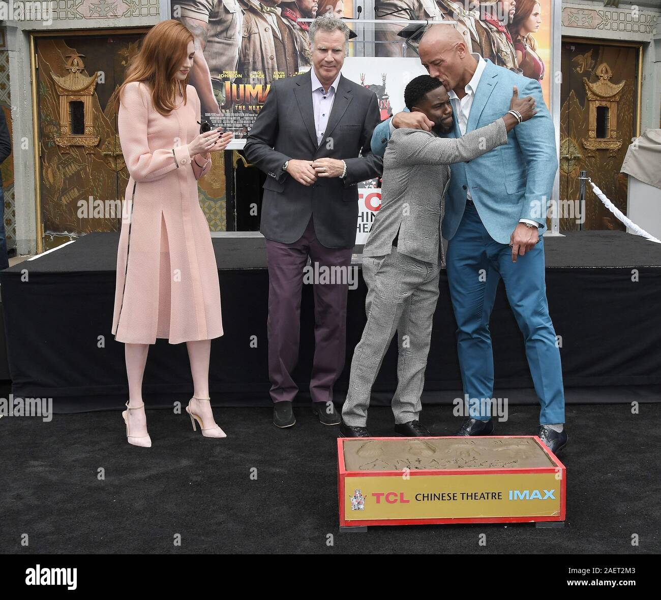 (L-R) Karen Gillan, Will Ferrell, Kevin Hart and Dwayne Johnson at the ...