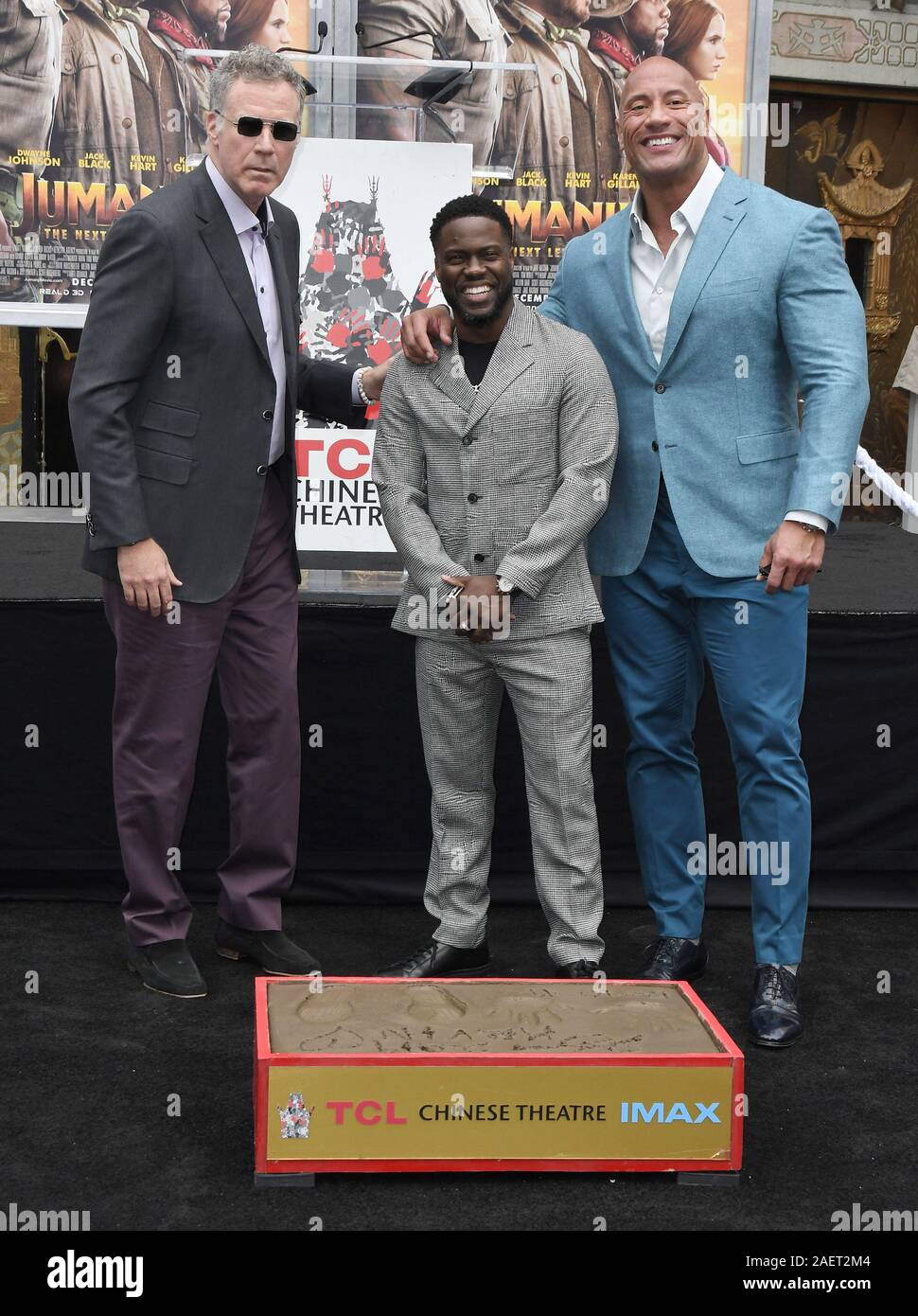 (L-R) Will Ferrell, Kevin Hart and Dwayne Johnson at the Kevin Hart ...